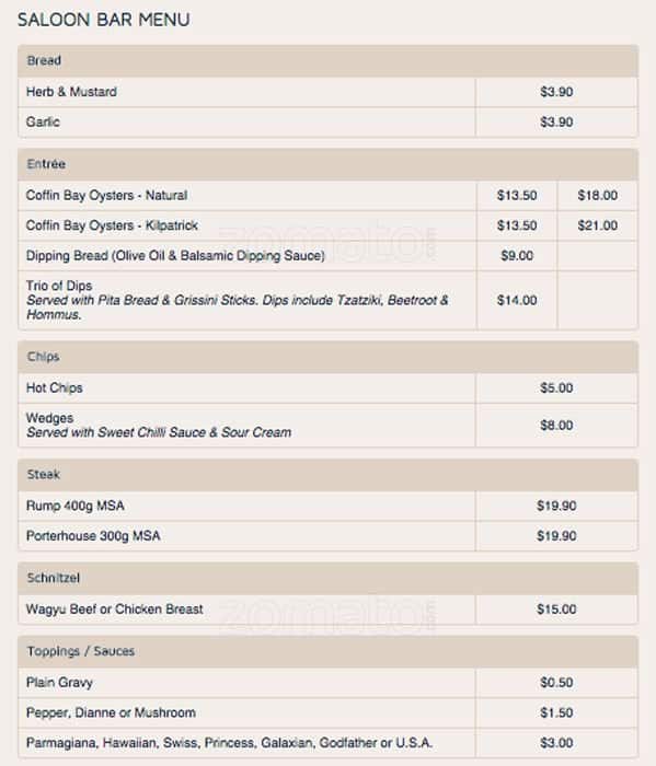 Menu at Morphett Arms Hotel pub & bar, Morphettville