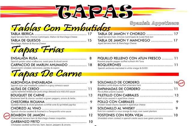 Menu at El Pimiento pub & bar, Miami Lakes