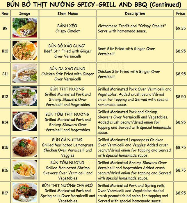 Menu at Pho Hoai restaurant, Beaverton, 733 SW 185th Ave