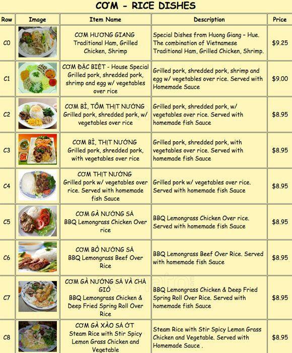 Menu at Pho Hoai restaurant, Beaverton, 733 SW 185th Ave
