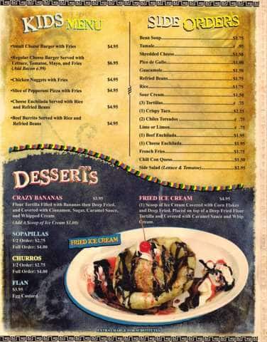 Menu at Mexico Lindo restaurant, Leesville