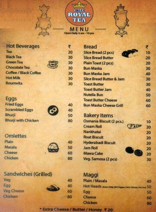 Cafe Royal Tea Menu, Menu for Cafe Royal Tea, Mundhwa, Pune - Zomato