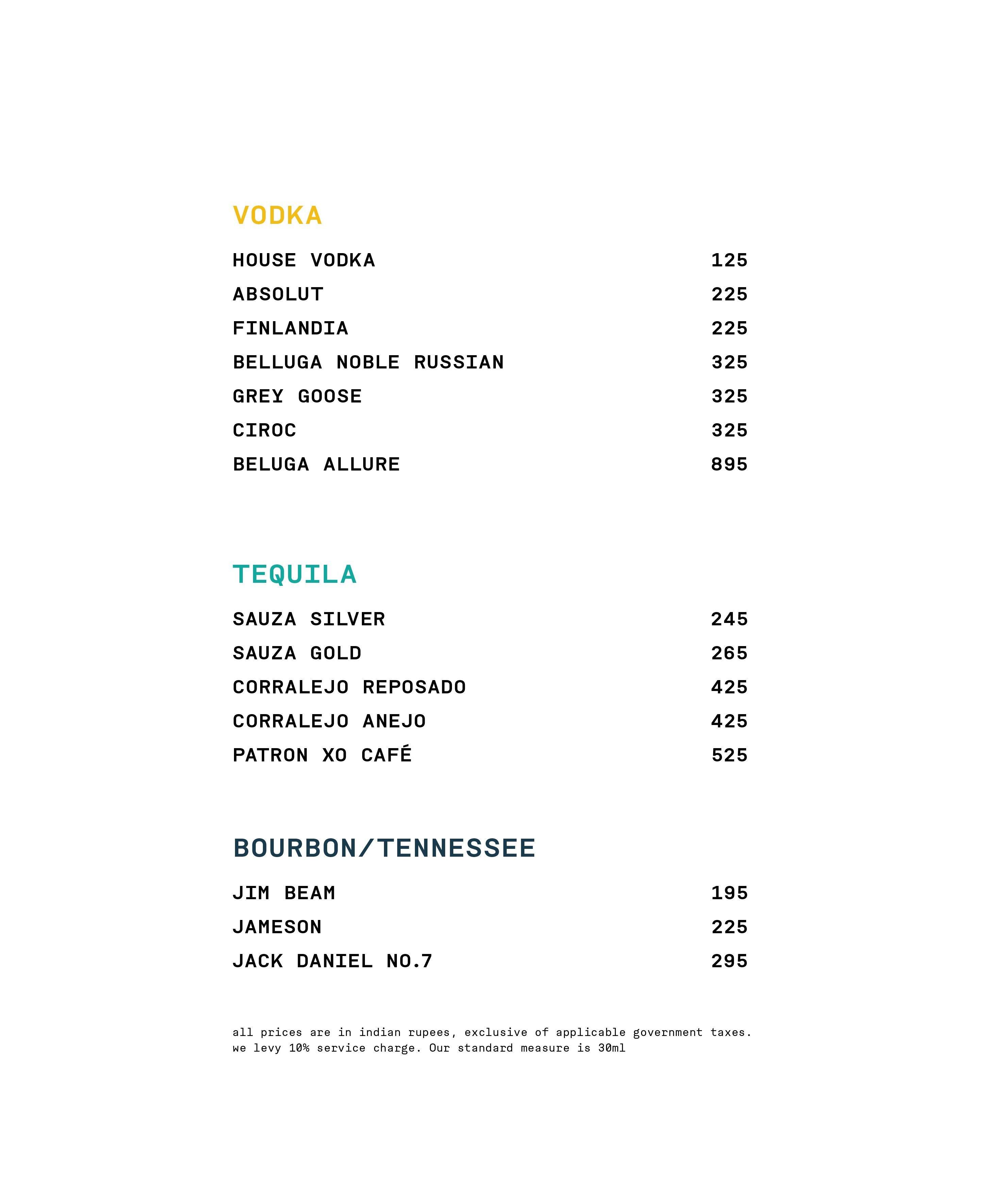 Menu at Office Canteen Bar, New Delhi