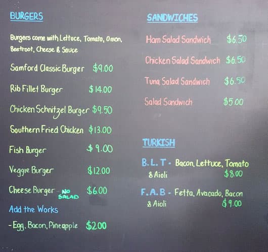 Menu at Samford Gourmet Pizza restaurant, Samford Village