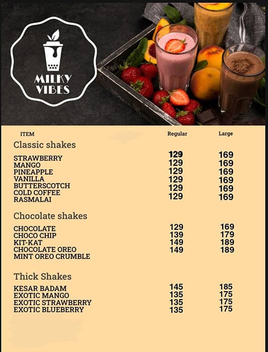 Menu of Milky Vibes, Wagholi, Pune