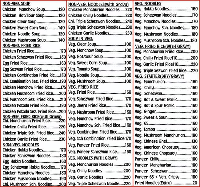 Menu of Spicy Kitchen, Kalbadevi, Mumbai
