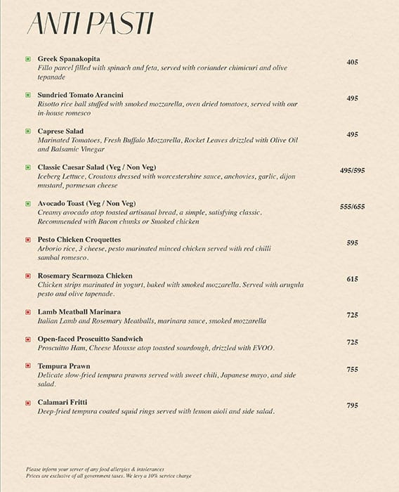 Menu of CALA - Curated Kitchen & Bar, Panchsheel Park, New Delhi