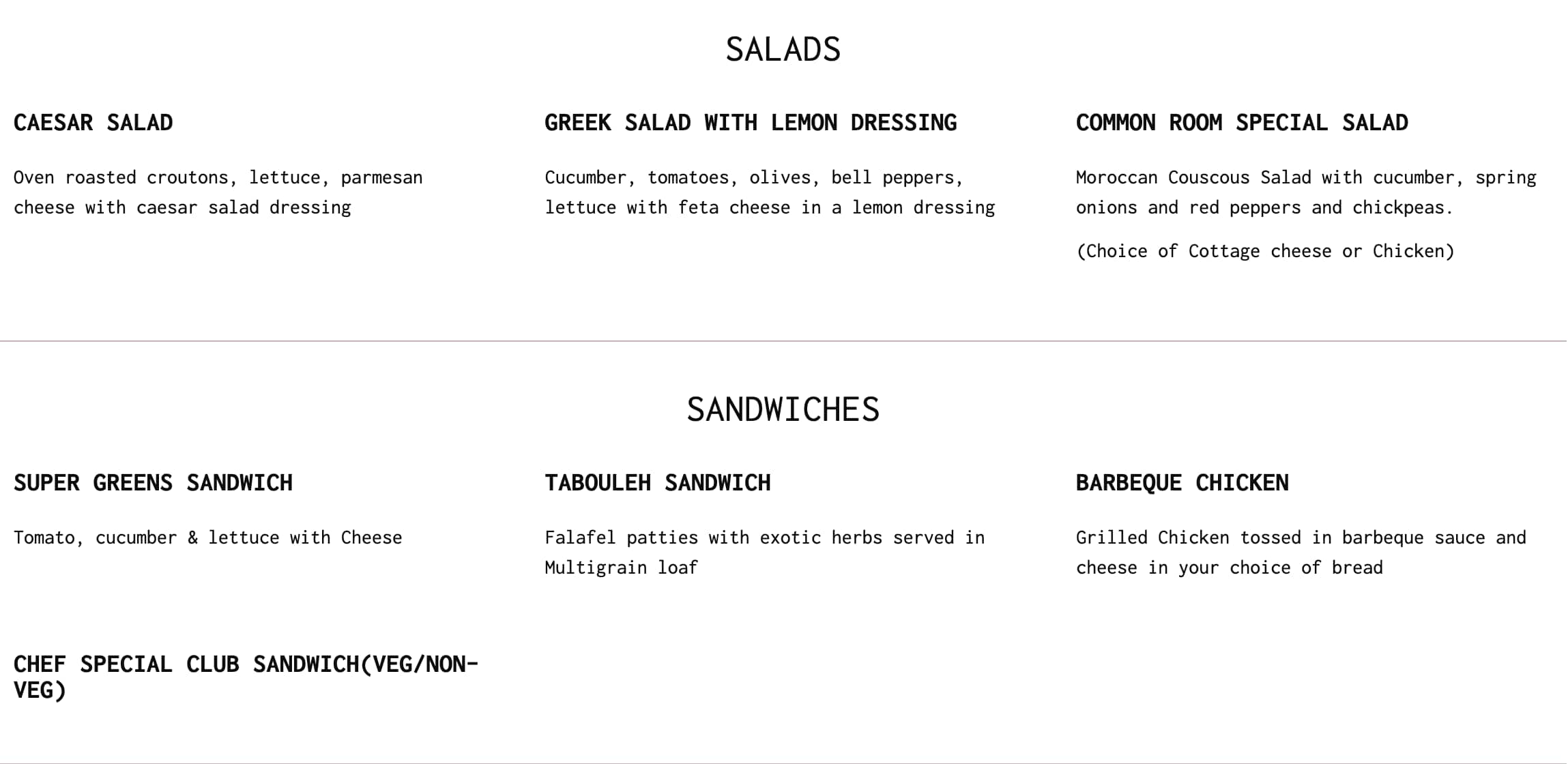 Menu of Aba, Sector 5, Panchkula