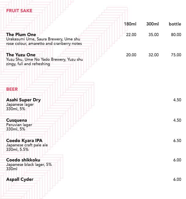 Menu at Chotto Matte London restaurant, London, 11 - 13 Frith St