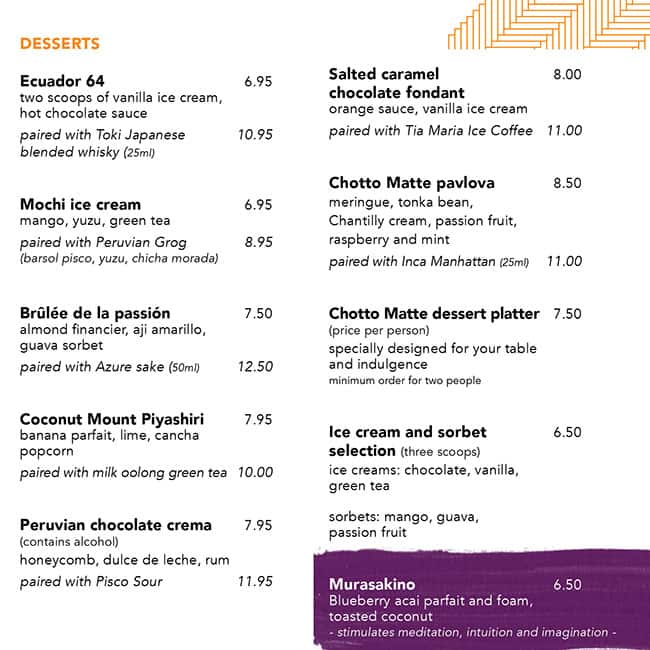 Menu at Chotto Matte London restaurant, London, 11 - 13 Frith St