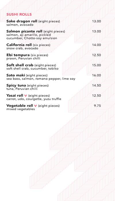 Menu at Chotto Matte London restaurant, London, 11 - 13 Frith St