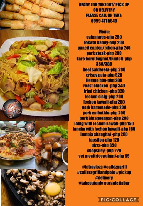 Menu at Calleza Grill pub & bar, Antipolo, L. Sumulong Memorial Circle