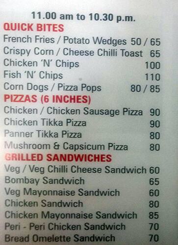 Menu at The Bakers Code, Chennai, 3/85