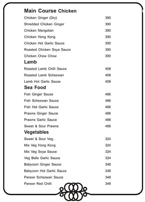 Menu at Harvest Club, Pune, 7/2-4