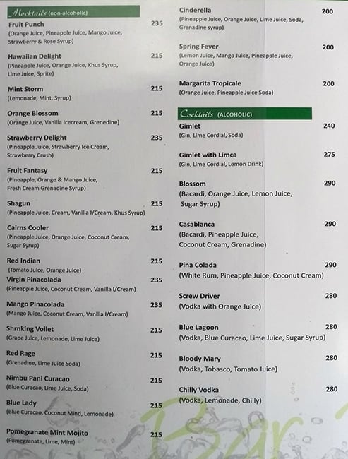 Menu at Harvest Club, Pune, 7/2-4