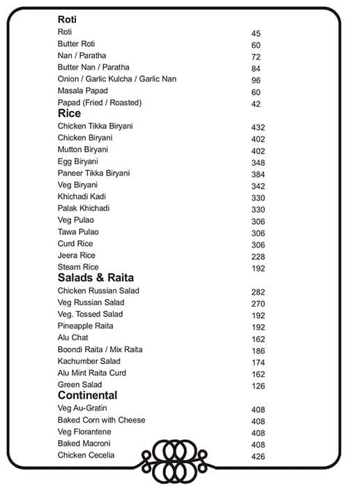 Menu at Harvest Club, Pune, 7/2-4