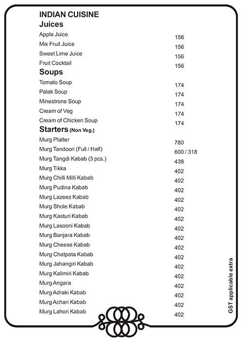 Menu at Harvest Club, Pune, 7/2-4