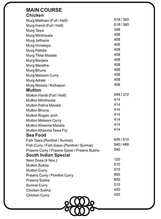 Menu at Harvest Club, Pune, 7/2-4