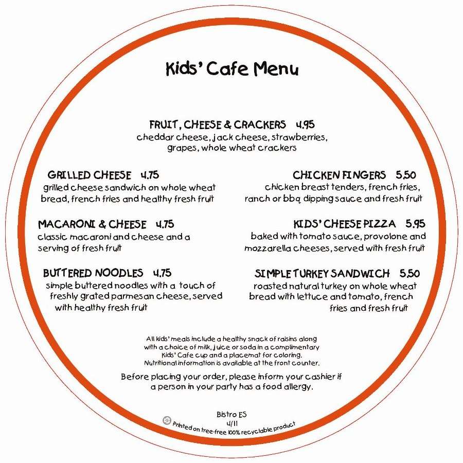 Menu at Nordstrom Café Bistro restaurant, Coral Gables