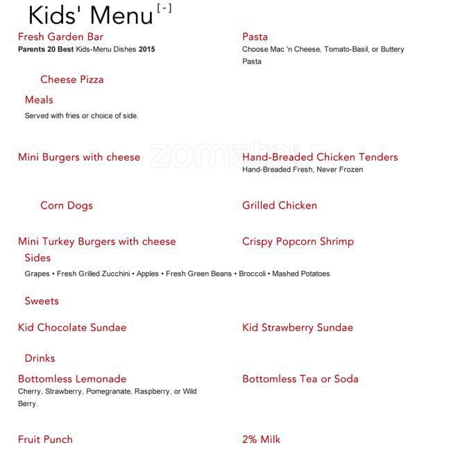 Menu at Ruby Tuesday restaurant, Grand Forks, 32nd Ave S