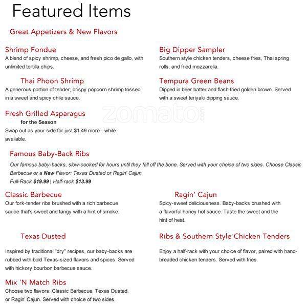 Menu at Ruby Tuesday restaurant, Grand Forks, 32nd Ave S