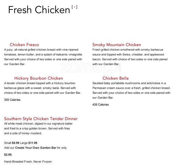 Menu at Ruby Tuesday restaurant, Grand Forks, 32nd Ave S