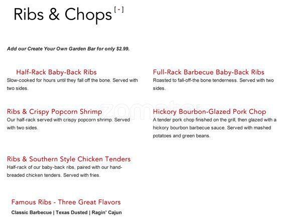 Menu at Ruby Tuesday restaurant, Grand Forks, 32nd Ave S