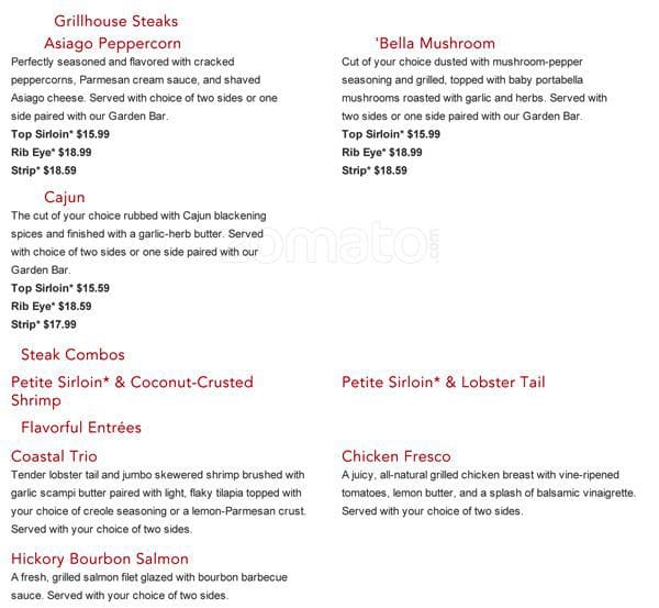 Menu at Ruby Tuesday restaurant, Grand Forks, 32nd Ave S