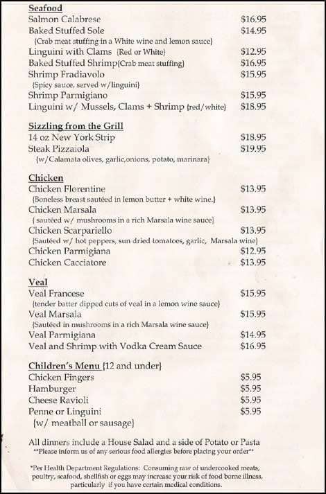 Menu at Avanti Restaurant, Meriden