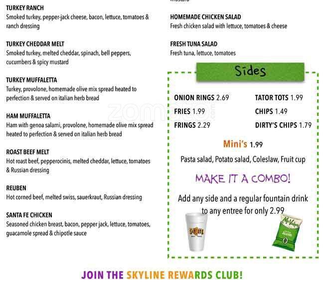 Menu at Skyline Deli cafe, Houston, Katy Fwy
