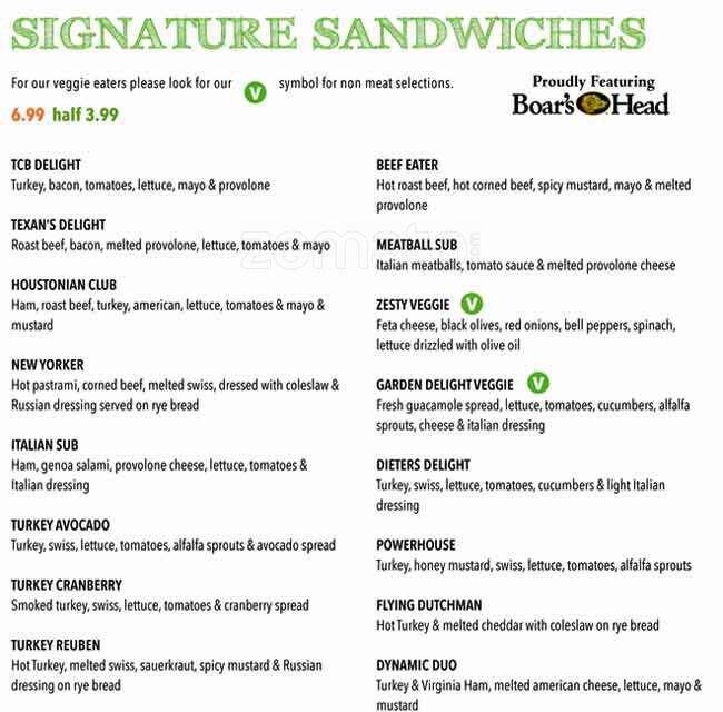 Menu at Skyline Deli cafe, Houston, Katy Fwy