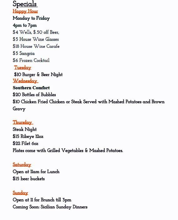 Menu at The Barking Pig, Houston