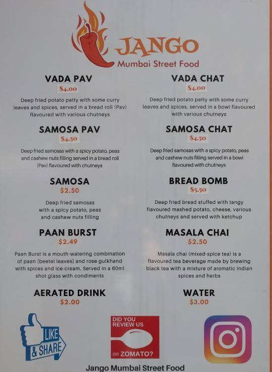 Jango Mumbai Street Food Menu, Menu for Jango Mumbai Street Food ...