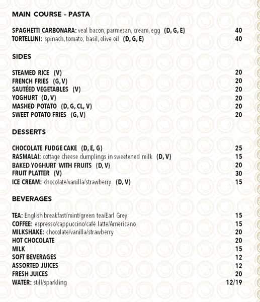 Menu at Focus Bar - Hyatt Place Dubai Jumeirah, Dubai
