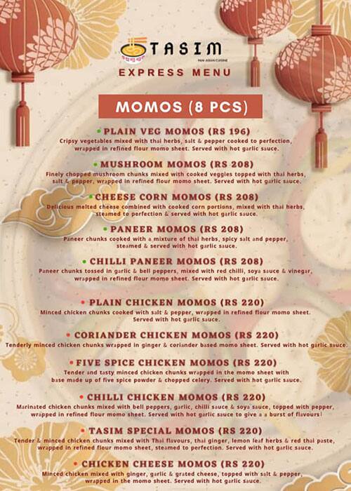 Menu of Tasim - On The Go, Valasaravakkam, Chennai