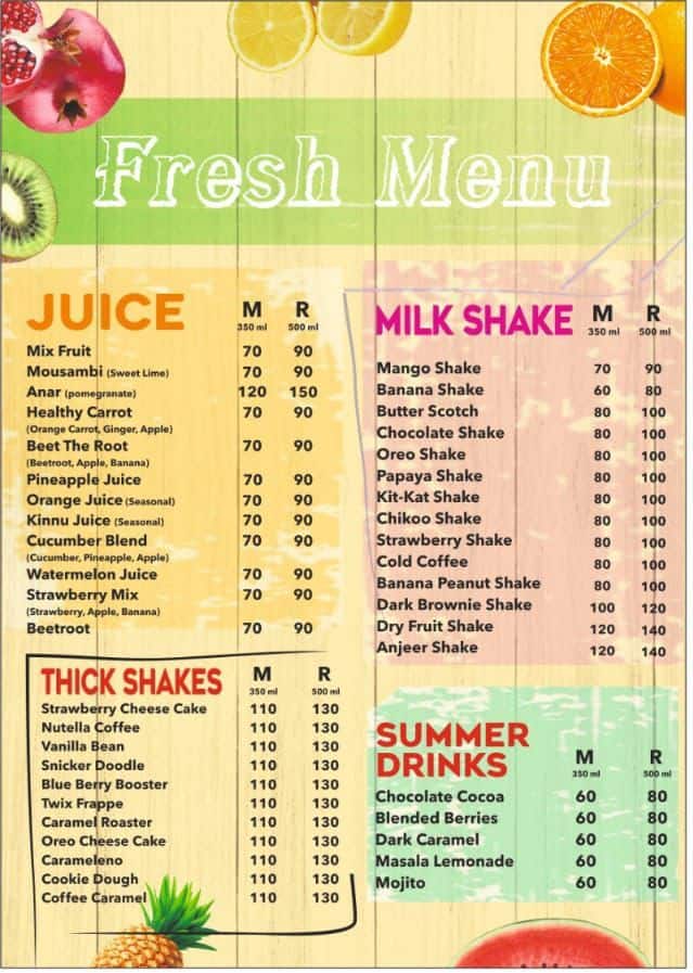 Menu of Juice In Cleo, Chaukhandi, Noida
