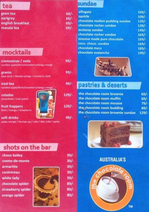 Menu at Bakers room cake shop, Surat, West Field Mall