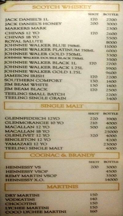 Menu at The Reserve Liquor Lounge pub & bar, Pasig