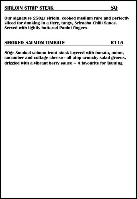 Menu at Hillcrest Restaurant, Cape Town, Hillcrest Estate