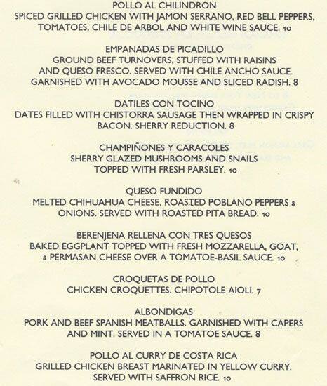 Menu at La Taberna Tapas on Maxwell pub & bar, Chicago