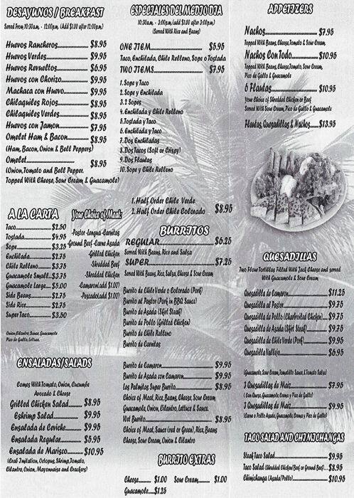 Carta del restaurante Las Palmitas, Vallejo, 301 Nebraska St