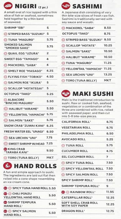 Menu at RA Sushi Bar Restaurant, Addison
