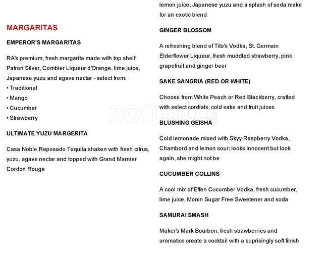 Menu at RA Sushi Bar Restaurant, Addison