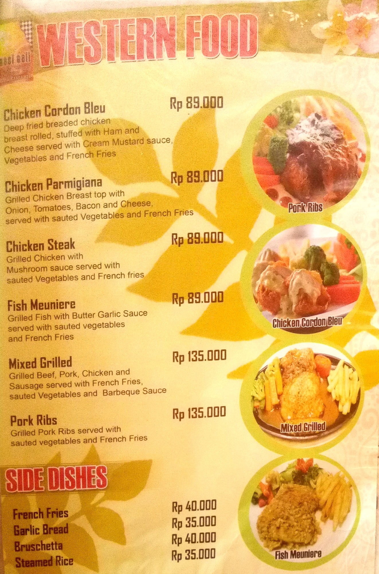 Menu at Adi Dharma Hotel Legian, Kuta Selatan, Jln Legian No.155