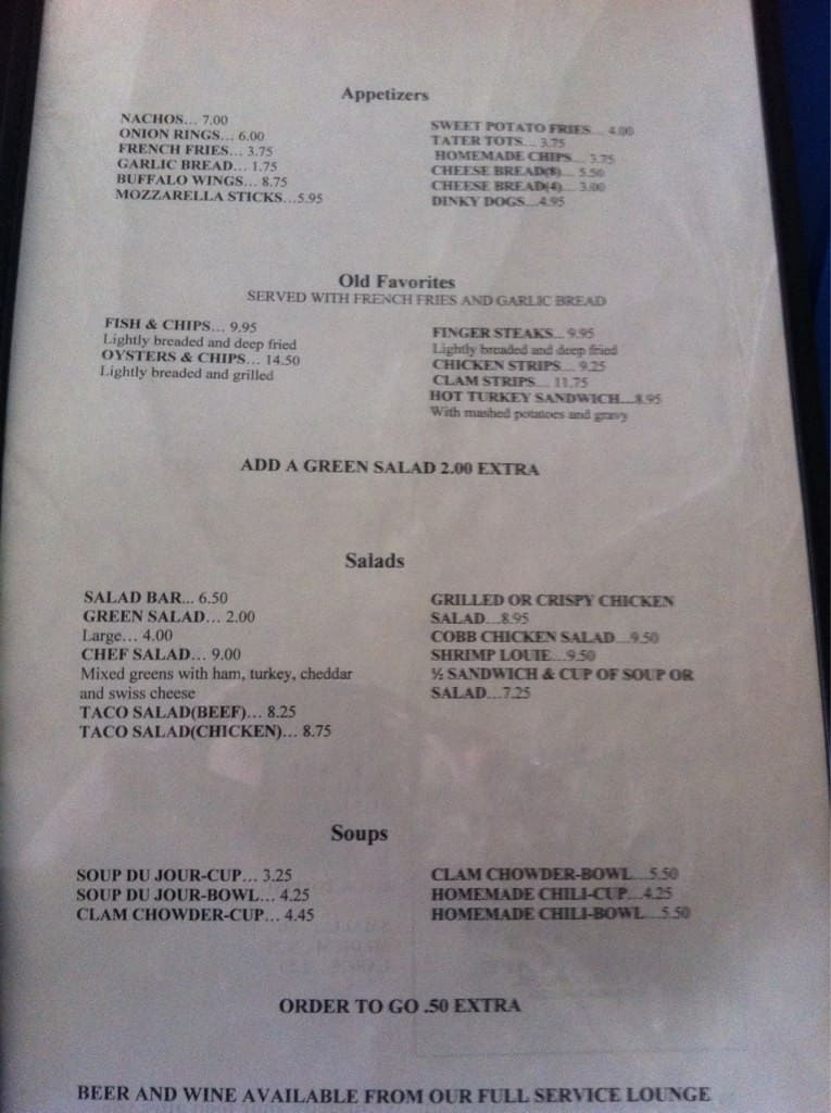 Menu at Fern Restaurant & Lounge, Tillamook