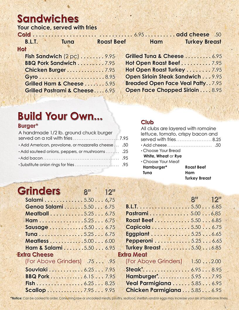 Menu at Olympic Restaurant, Windham