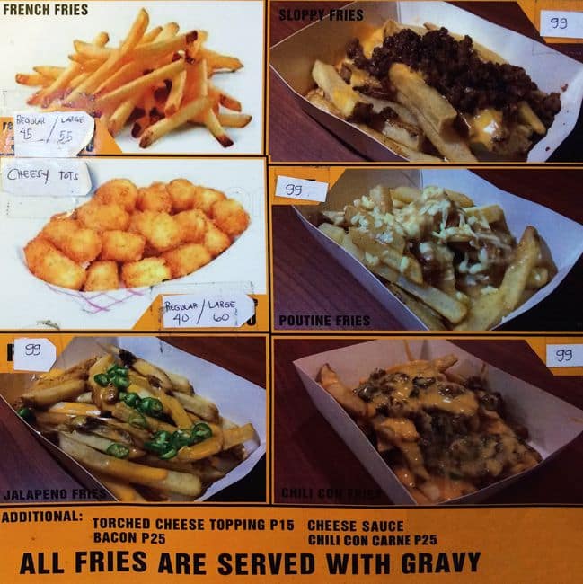 Menu at Fry House, Cebu City