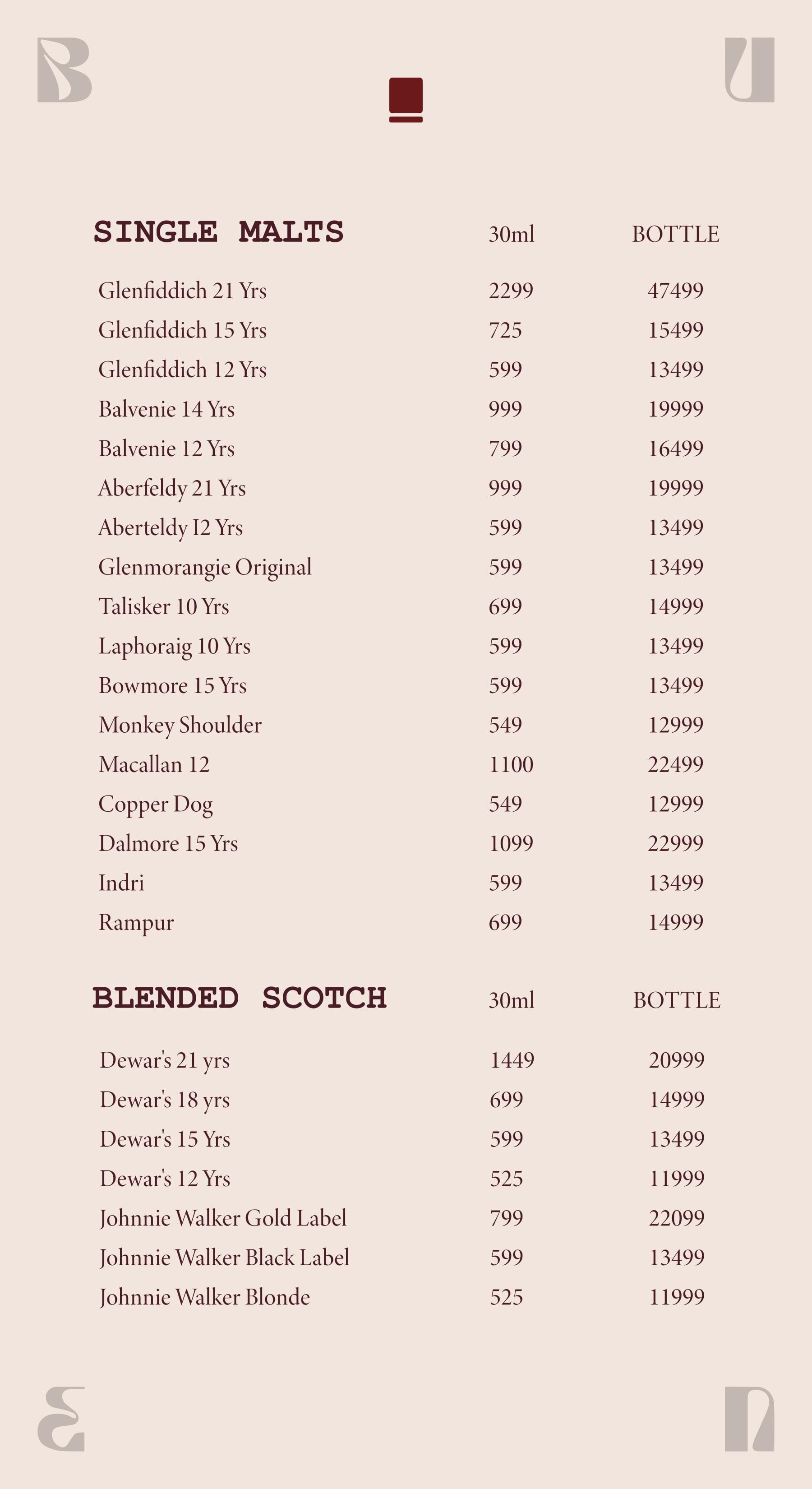 Menu of Buen, Qutab Institutional Area, New Delhi