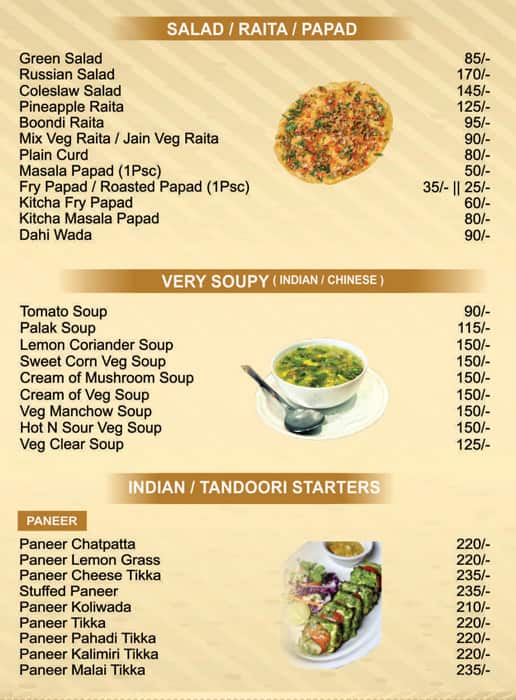 Menu of Vasundhara, Vashi, Navi Mumbai