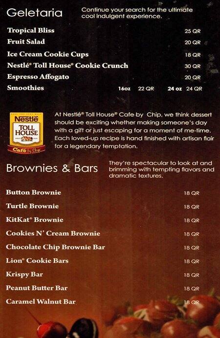 nestle toll house cafe menu prices